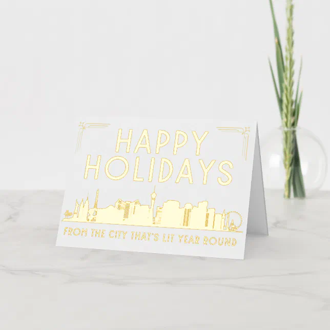 ALWAYS LIT Vegas Happy Holidays Greeting Card | Zazzle