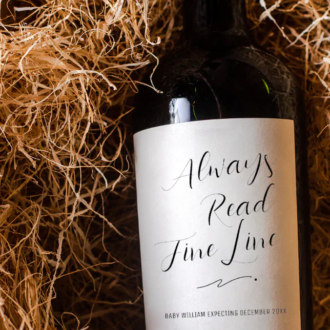 Always Read The Fine Print Baby Announcement Wine Label | Zazzle