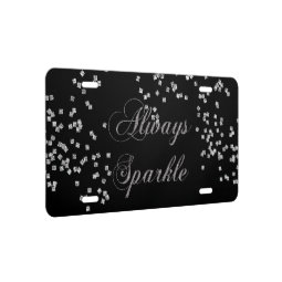 Always Sparkle Faux Silver Glitter License Plate | Zazzle