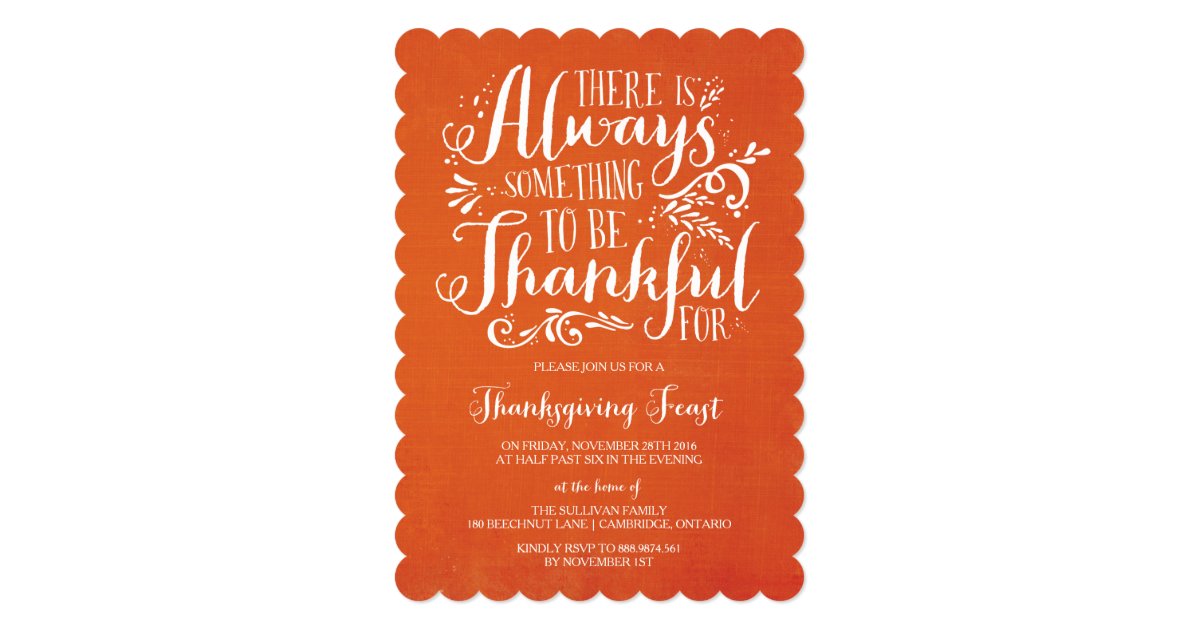 Always Thankful | Linen Thanksgiving Invitation | Zazzle.com