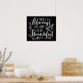 Always Thankful Script Thanksgiving Poster | Black | Zazzle
