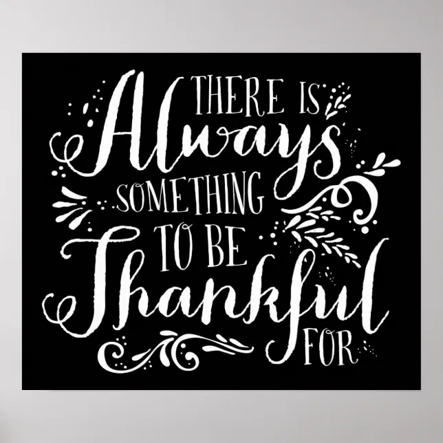 Always Thankful Script Thanksgiving Poster | Black | Zazzle