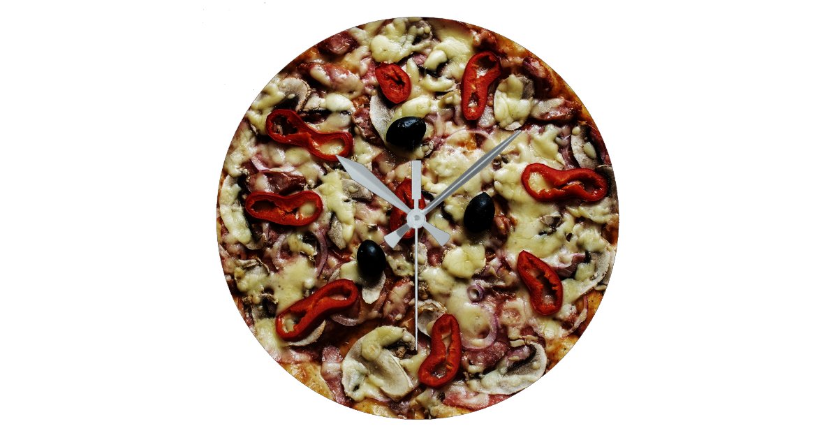 Always Time for Pizza Fun Round Large Clock | Zazzle.com