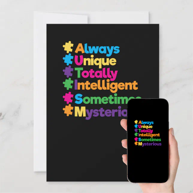 Always Unique Totally Intelligent Autism Invitation | Zazzle