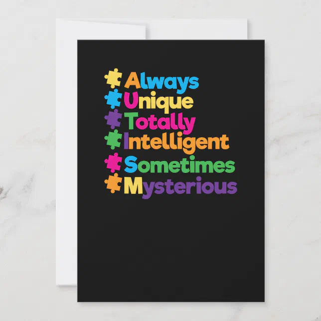 Always Unique Totally Intelligent Autism Invitation | Zazzle