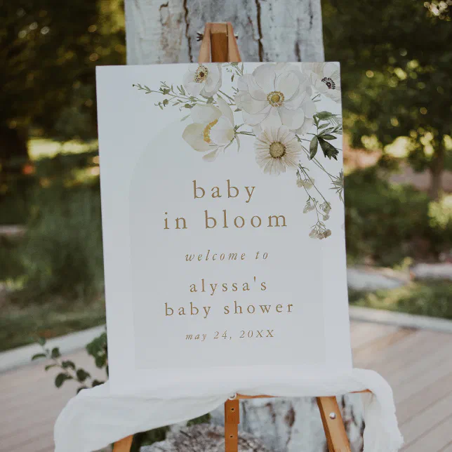 ALYSSA Boho Baby In Bloom Baby Shower Welcome Sign | Zazzle
