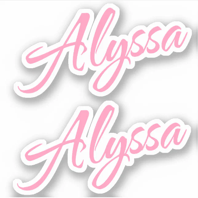 Alyssa Decorative Name in Pink x2 Sticker | Zazzle