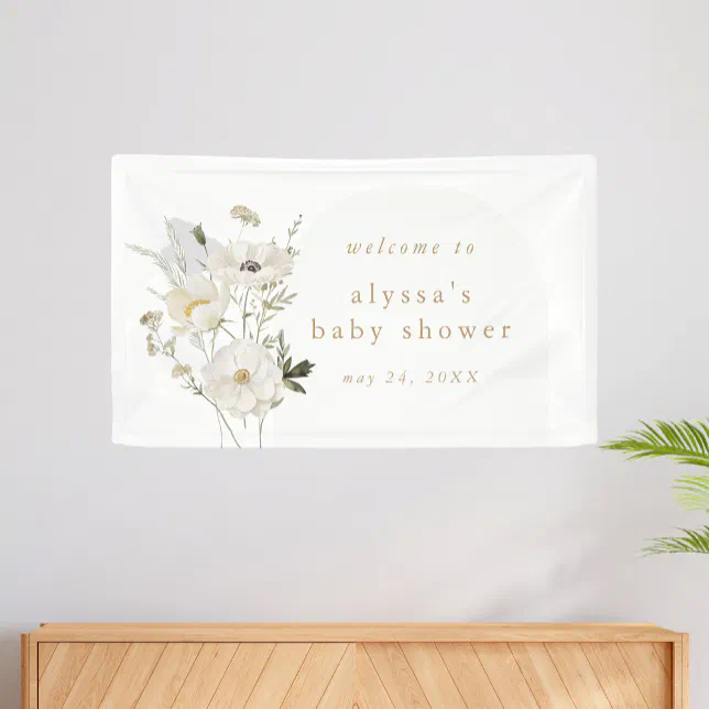 ALYSSA Floral Summer Boho Wild Flower Baby Shower Banner | Zazzle