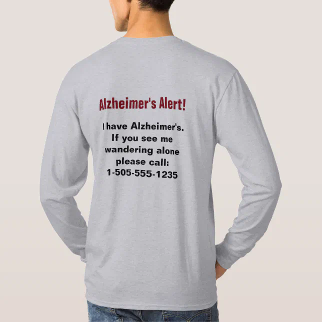 Alzheimer's Alert with Personalized Phone Number T-Shirt | Zazzle