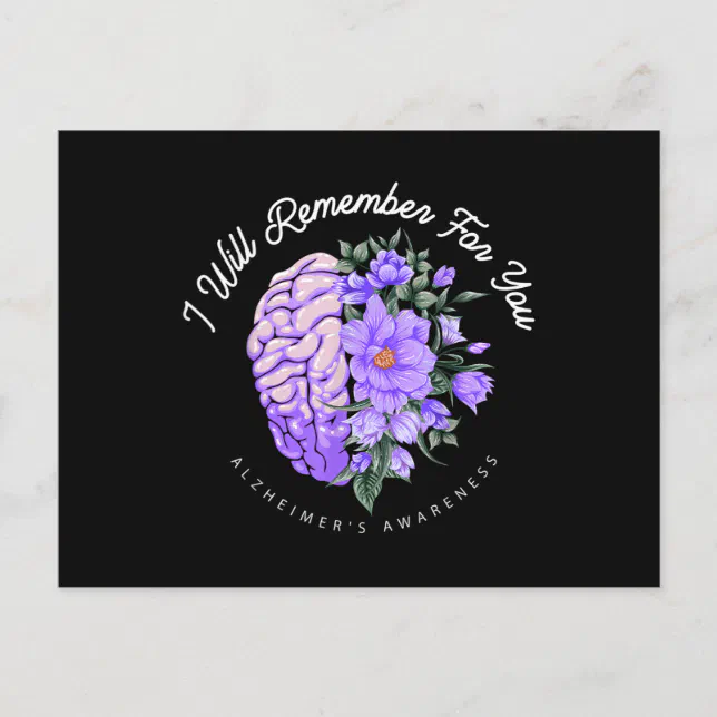 Alzheimer's Awareness I Will Remember For You Postcard | Zazzle