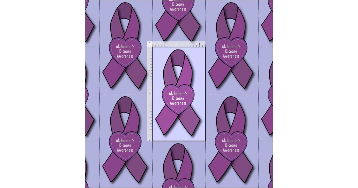 Alzheimer's Awareness Purple Ribbon with Heart Fabric | Zazzle