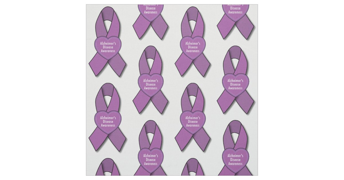 Alzheimer's Awareness Purple Ribbon with Heart Fabric | Zazzle