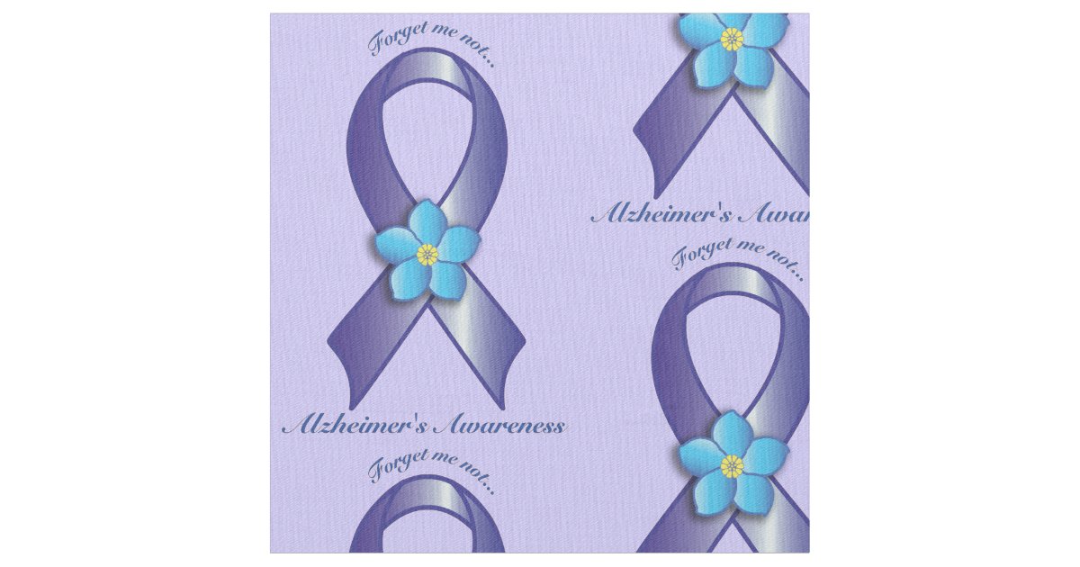 Alzheimer's Awareness Ribbon with Forget Me Not Fabric | Zazzle