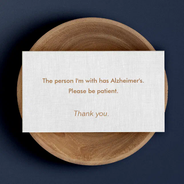 Alzheimer's Dementia Patience Information Business Card | Zazzle