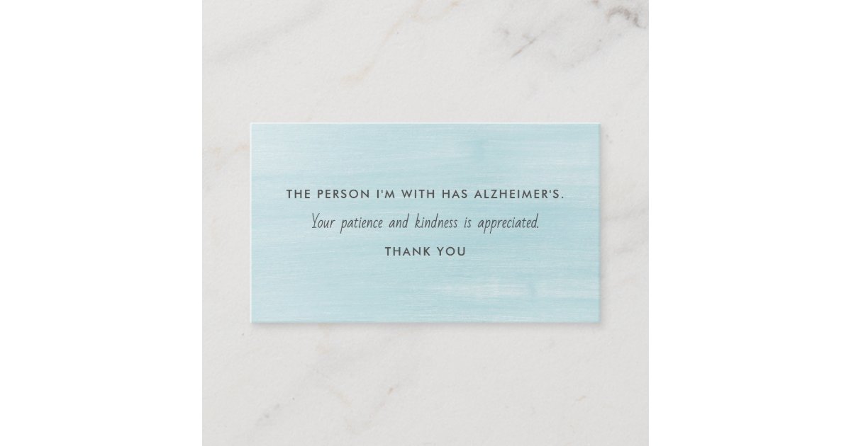 Alzheimer's Dementia Patience Kindness Information Business Card | Zazzle