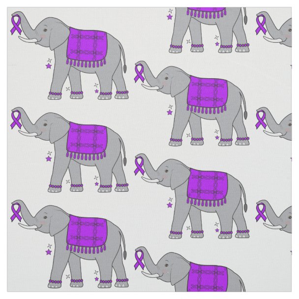 Alzheimer's Disease Elephant of Awareness and Hope Fabric | Zazzle