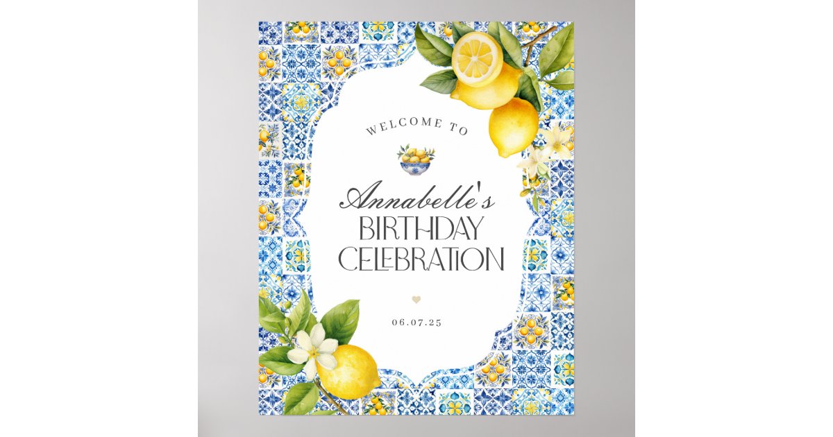 Amalfi Coast Italian Birthday Party Welcome Sign | Zazzle
