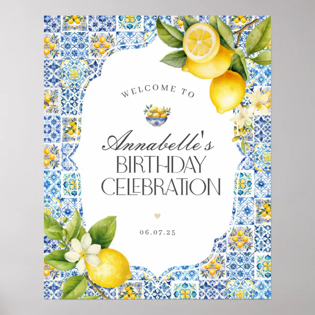 Amalfi Coast Italian Birthday Party Welcome Sign | Zazzle