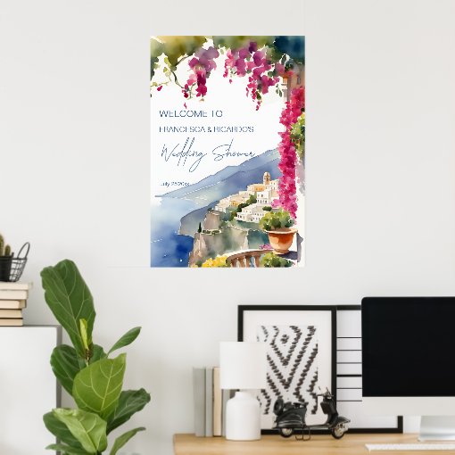 Amalfi coast Italian wedding shower welcome Poster | Zazzle