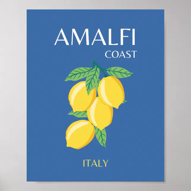 Amalfi Coast, Italy, Travel Art, Retro, Blue Poster | Zazzle