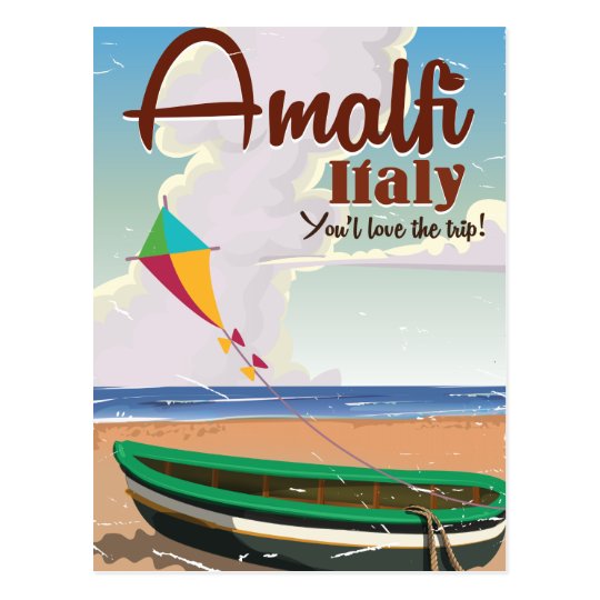 Amalfi coast Italy Vintage travel poster print Postcard | Zazzle.com