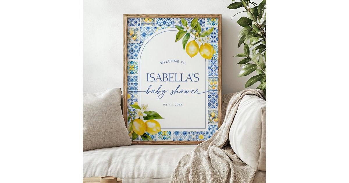 Amalfi Coast Lemon Baby Shower Welcome Sign | Zazzle