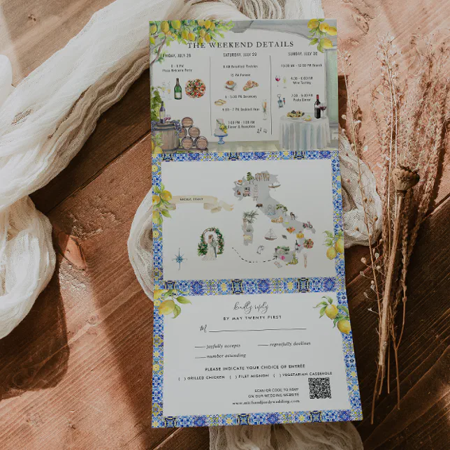 Amalfi Coast | Mediterranean Itinerary Map Tri-Fold Program | Zazzle