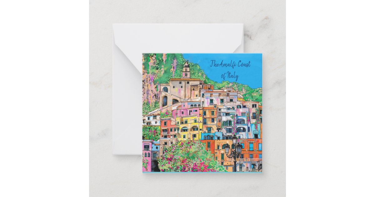 Amalfi Coast of Italy Traditional Digital Art Note Card | Zazzle
