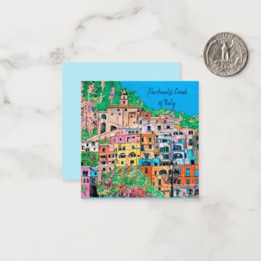 Amalfi Coast of Italy Traditional Digital Art Note Card | Zazzle