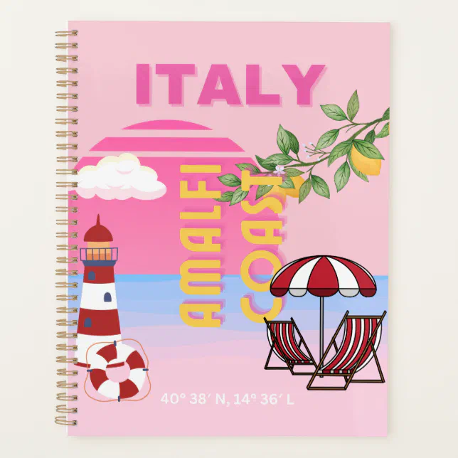 Amalfi Coast, Preppy Travel, Pink Planner | Zazzle
