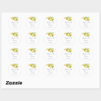 Amalfi Italian blue tiles lemons template Classic Round Sticker | Zazzle