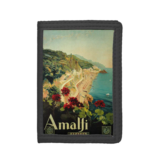 Amalfi Italian Coast, Vintage Travel Poster Italy Trifold Wallet | Zazzle