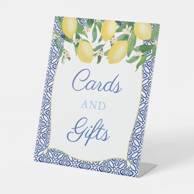 Amalfi Lemons Cards And Gifts Wedding Shower Pedestal Sign | Zazzle