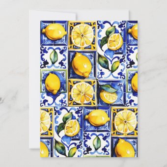 Amalfi Positano blue tiles lemons bridal shower Invitation | Zazzle
