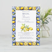 Amalfi Positano blue tiles lemons bridal shower Invitation | Zazzle