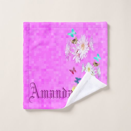 Amanda Name Logo, With Kittens And Butterflies, Bath Towel Set | Zazzle