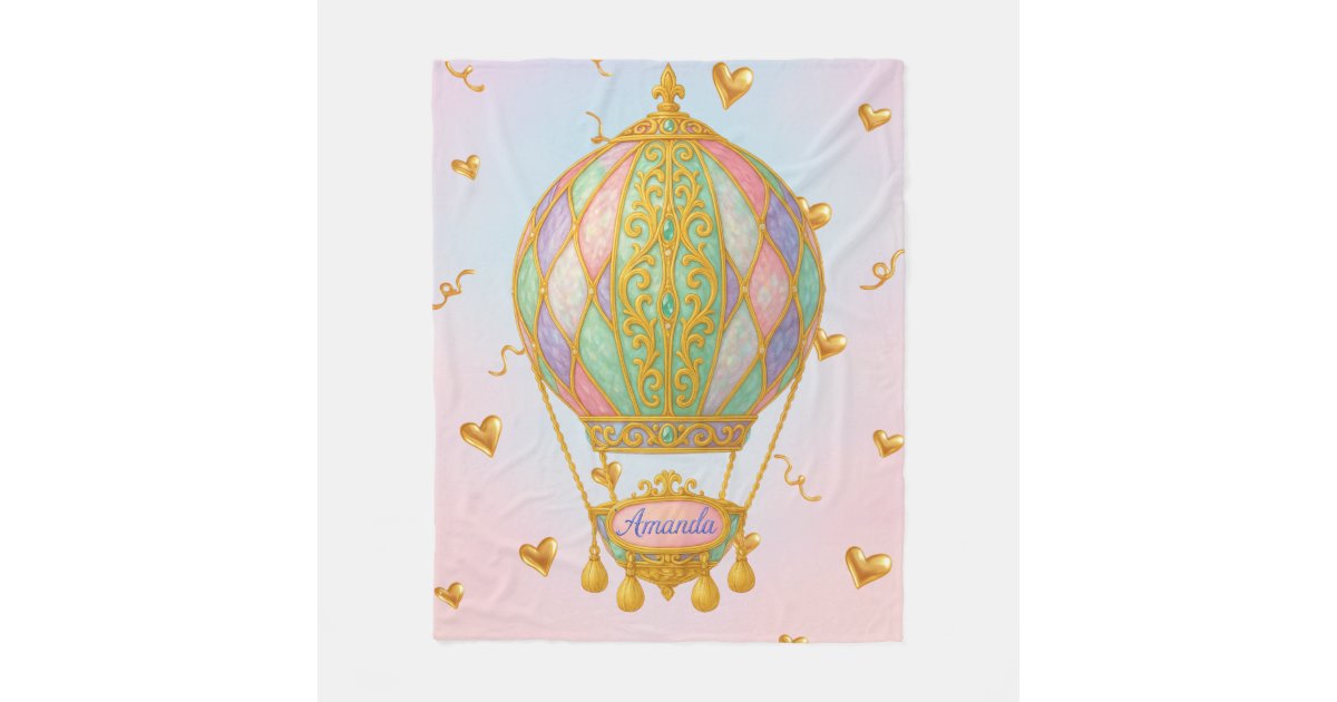 Amanda Personalized Pastel Heart Balloon Blanket | Zazzle