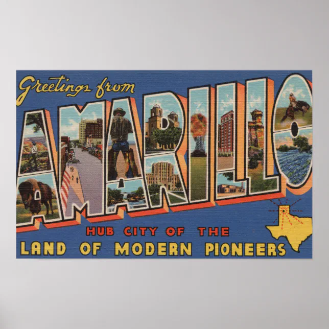 Amarillo, Texas - Large Letter Scenes Poster | Zazzle