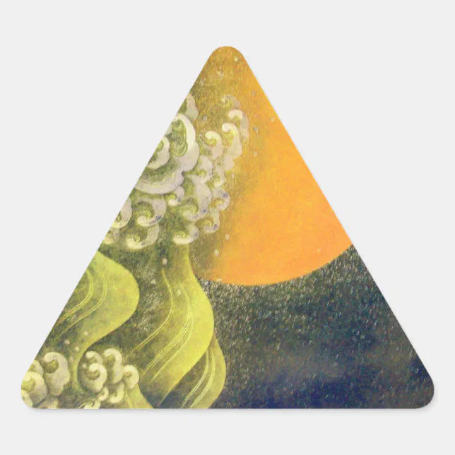 AMATERASU, SUN GODDESS yellow green black Triangle Sticker | Zazzle