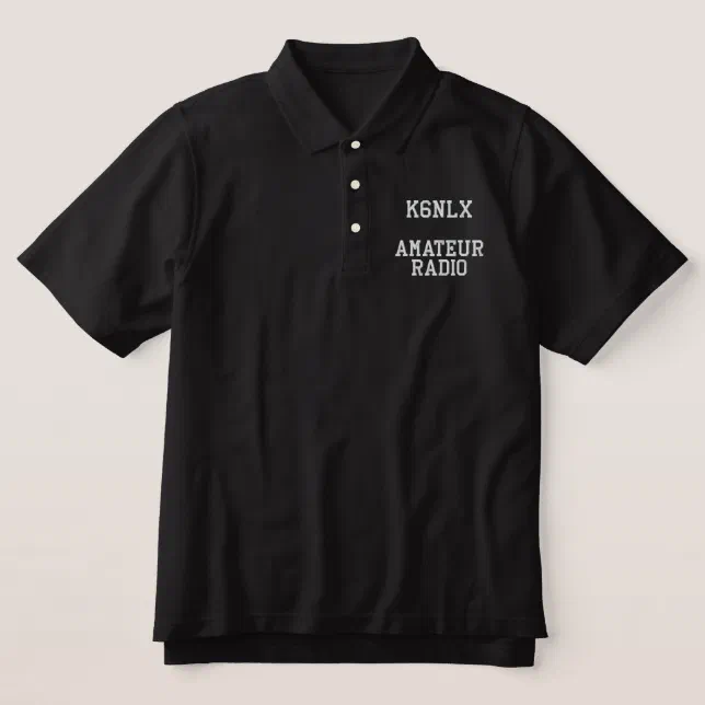 Amateur Radio Call Sign Embroidered Polo Shirt | Zazzle