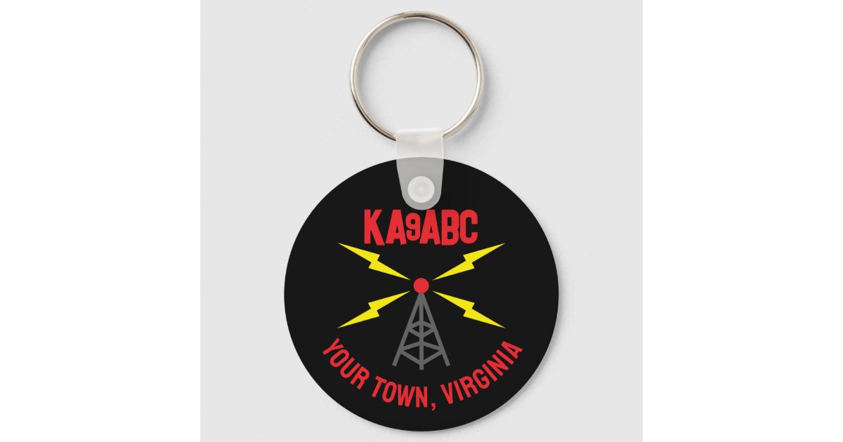 Amateur Radio Ham Operator Antenna and Call Sign Keychain | Zazzle