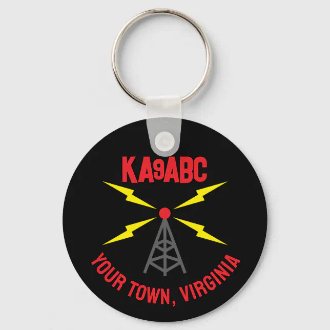 Amateur Radio Ham Operator Antenna and Call Sign Keychain | Zazzle