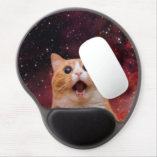 Amazed Space Cat Gel Mouse Pad | Zazzle
