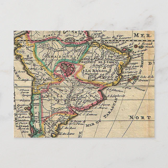 Amazing Antique Map of South America Postcard | Zazzle