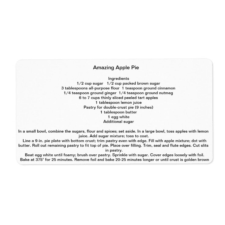 Amazing Apple Pie Label | Zazzle