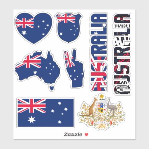 Amazing Australia Shapes National Symbols Sticker | Zazzle