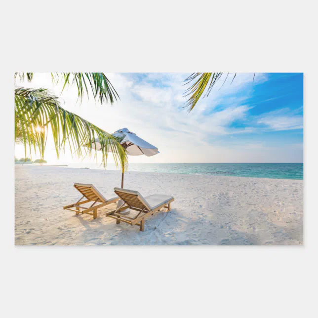 Amazing Beach Sunset Rectangular Sticker | Zazzle