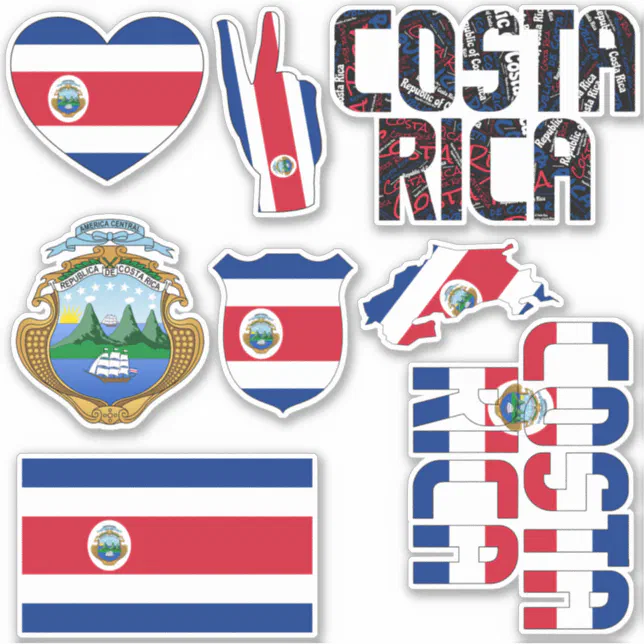 Amazing Costa Rica Shapes National Symbols Sticker | Zazzle