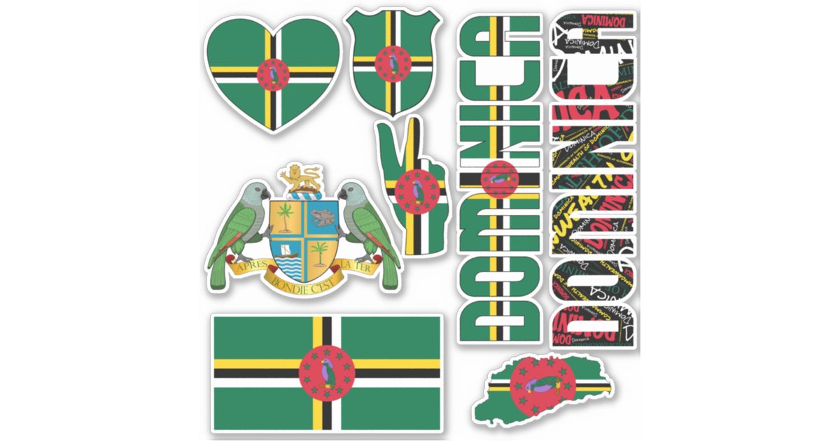 Amazing Dominica Shapes National Symbols Sticker | Zazzle