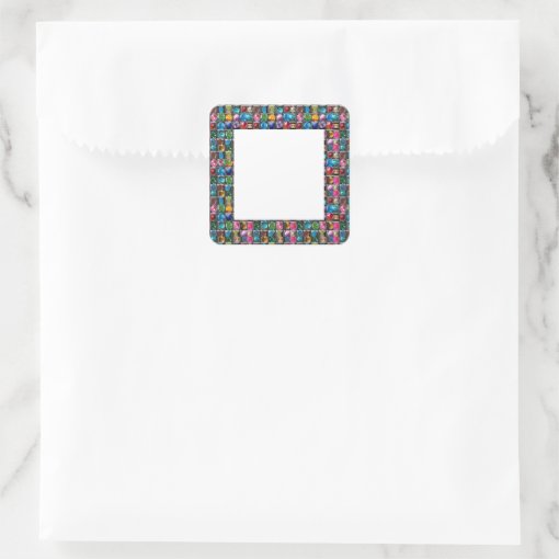 Amazing Grace: BORDER FRAME GEM PEARL JEWELS Square Sticker | Zazzle